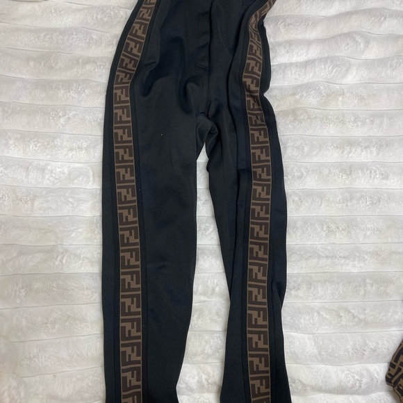 Fendi | Pants & Jumpsuits | Fendi Black And Brown Logo Track Pants Size ...